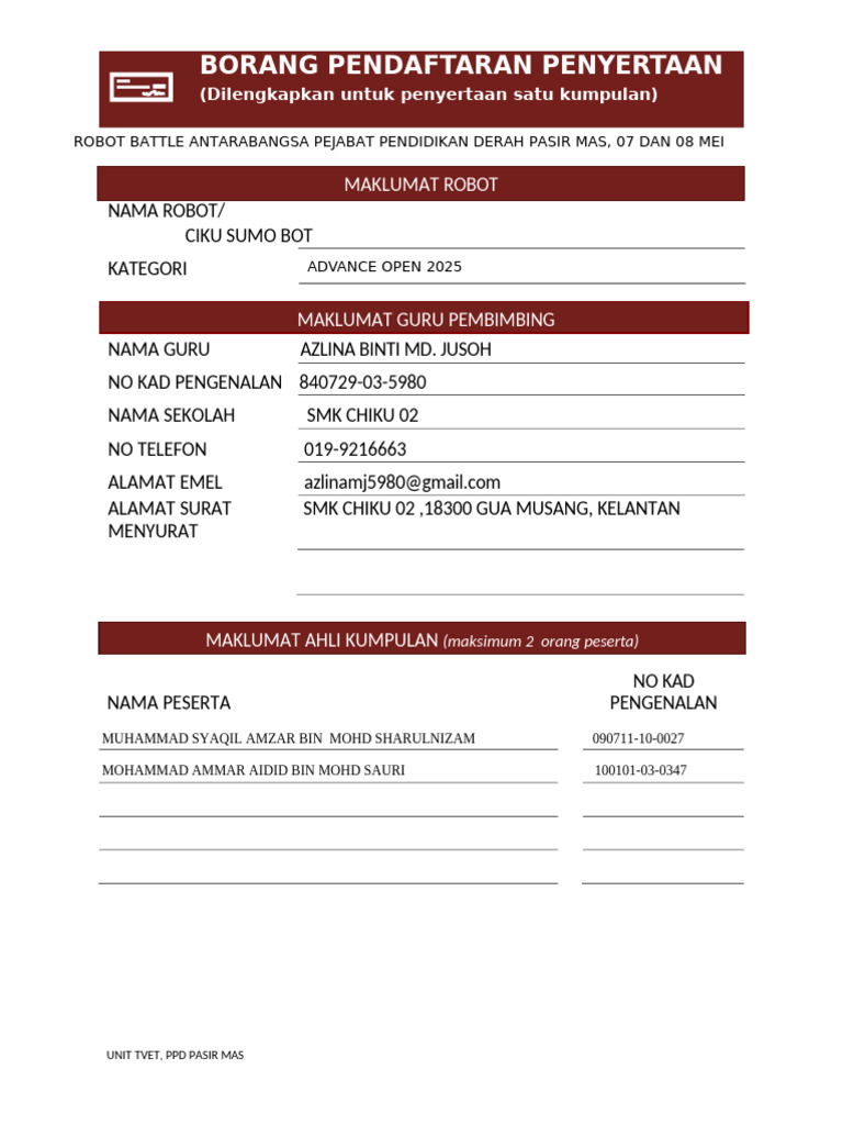 Robot Battle - Smkciku2 2025 | PDF