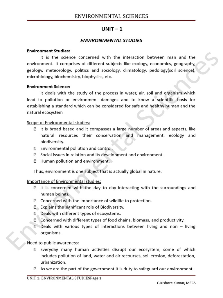Es Unit - 1 | PDF | Erosion | Petroleum