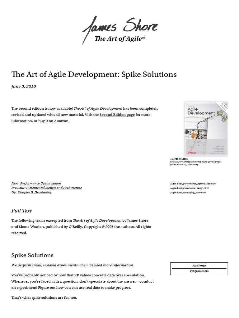 The Art of Agile Development - Spike Solutions | PDF | Test Driven ...
