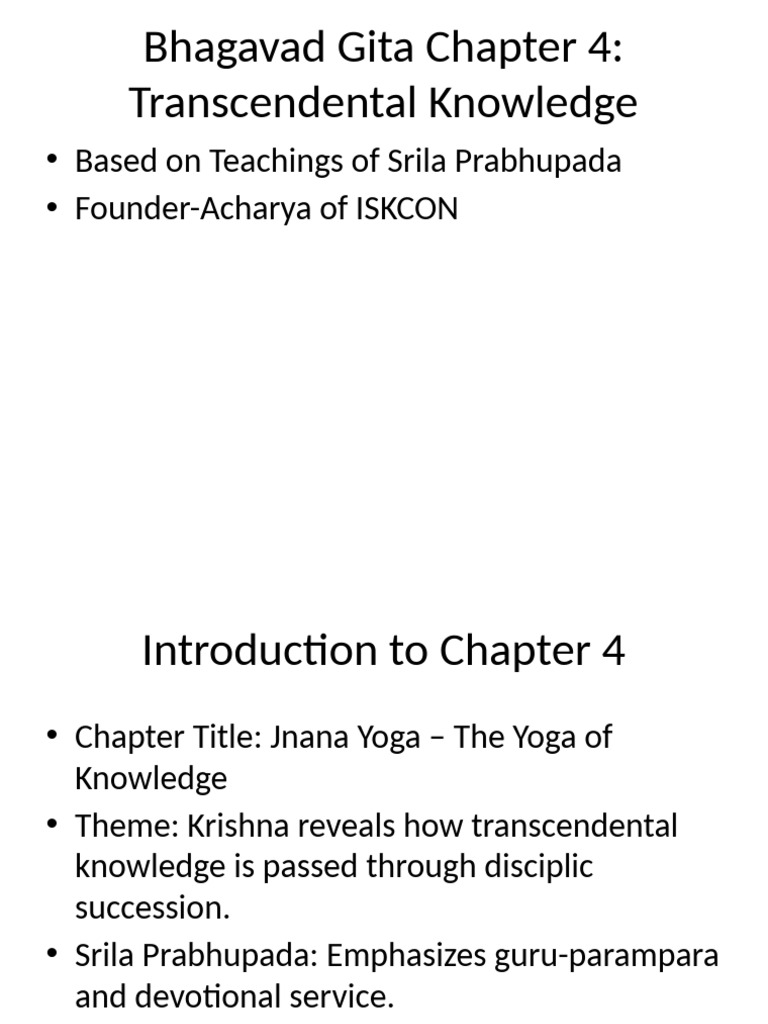 Transcendental Knowledge in Gita 4 | PDF