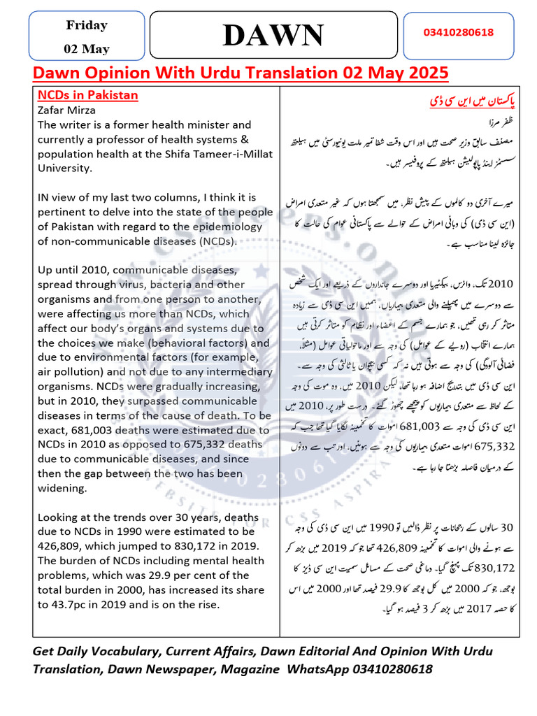 May 02 Dawn Opinion With Urdu Translation | PDF