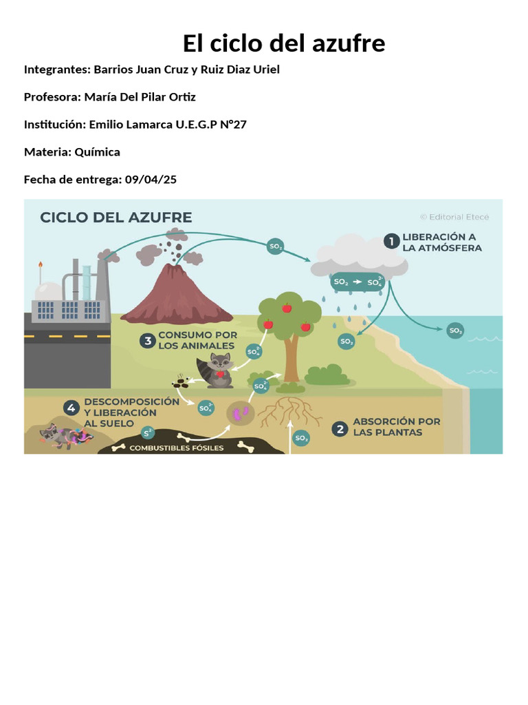 Informe El Ciclo Del Azufre | PDF | Azufre | Ciencias de la Tierra