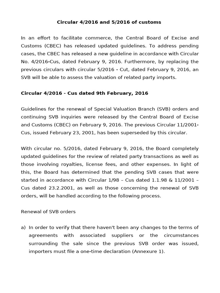 Circular 4 and 5 - 2016 Cus Dated Feb 2016 | PDF | Customs | Royalty Payment