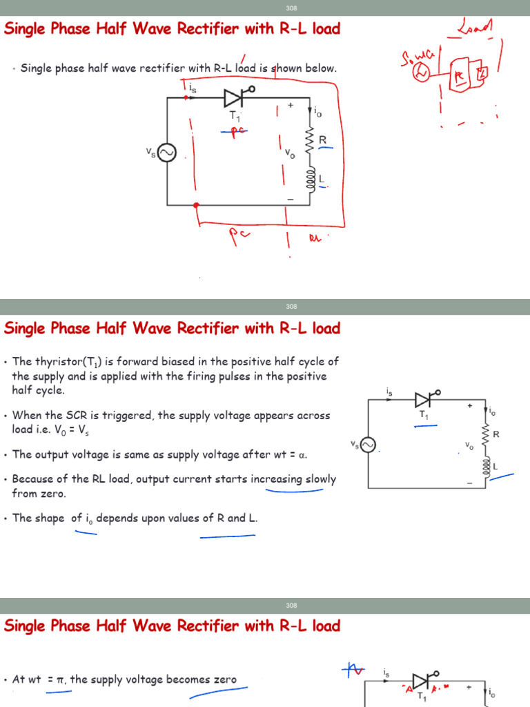 Single Phase Half Wave Rectifier Analysis | PDF | Rectifier | Inductance