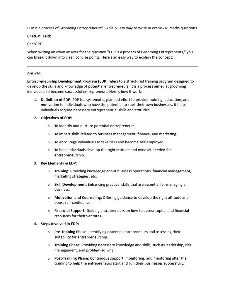 Understanding EDP for Entrepreneurs | PDF | Startup Company | Small ...