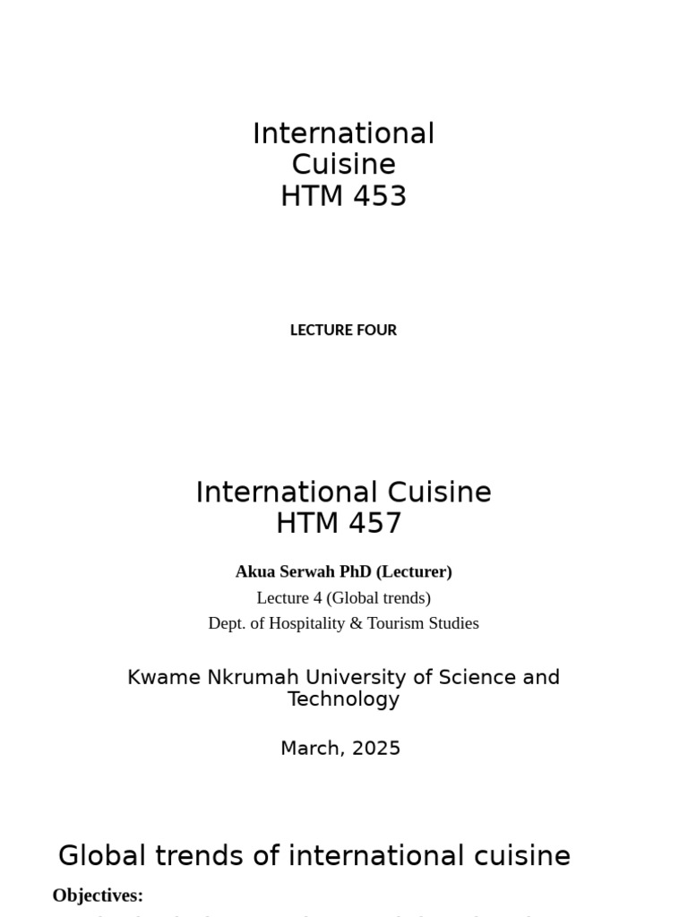Global Trends in International Cuisine | PDF | Tourism | Cuisine