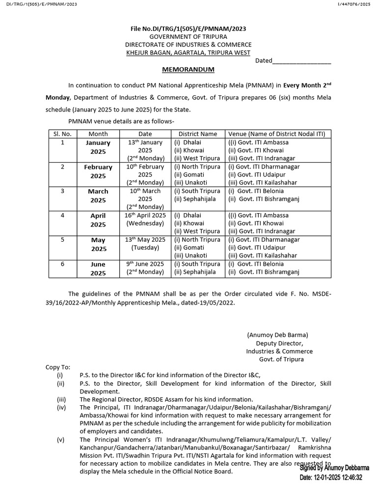PMNAM Schedule 2025 | PDF