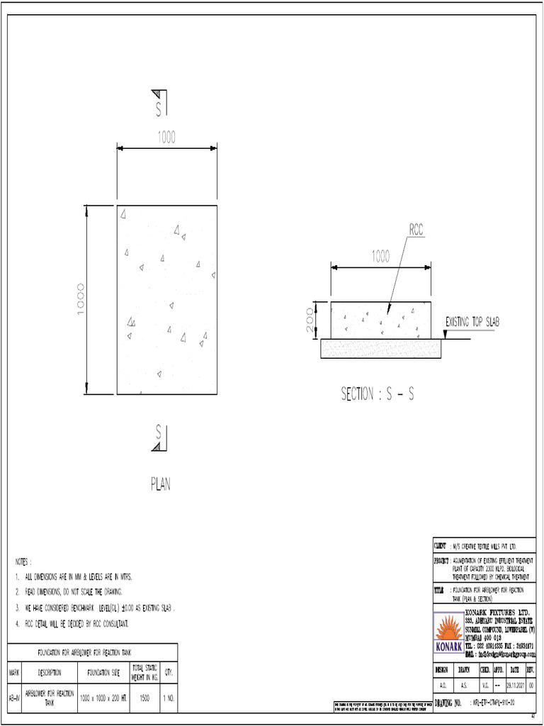 20 - FOUNDATION FOR AIR BLOWER FOR REACTION TANK-Model | PDF