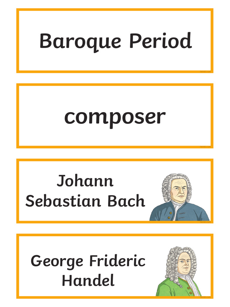 Baroque Period Music Word Cards | PDF