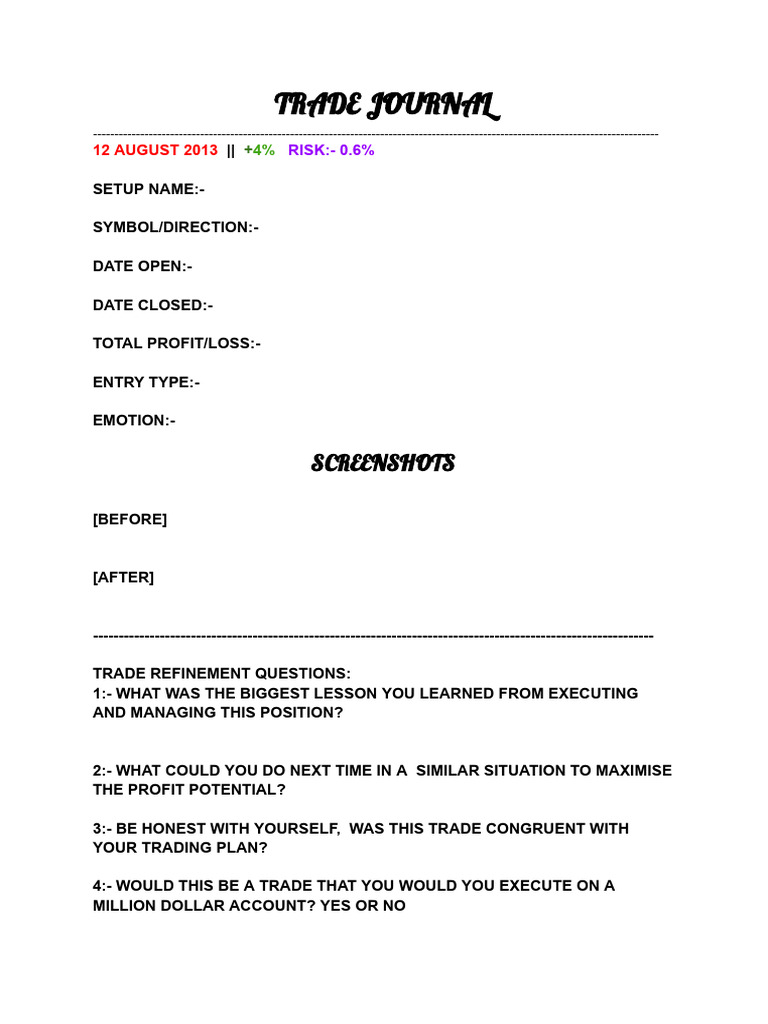 Trade Journal | PDF