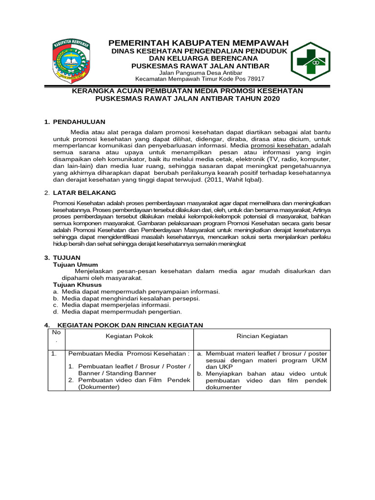 Media Promosi Kesehatan Puskesmas Antibar | PDF