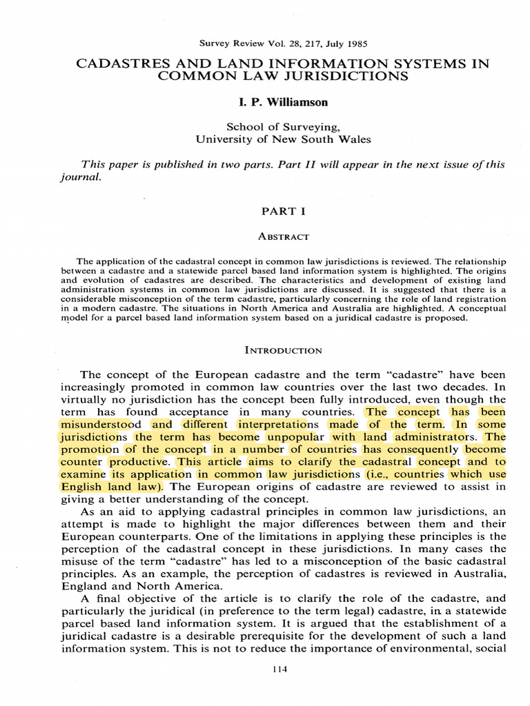 Cadastres and Land Information Systems in Common Law Jurisdictions ...