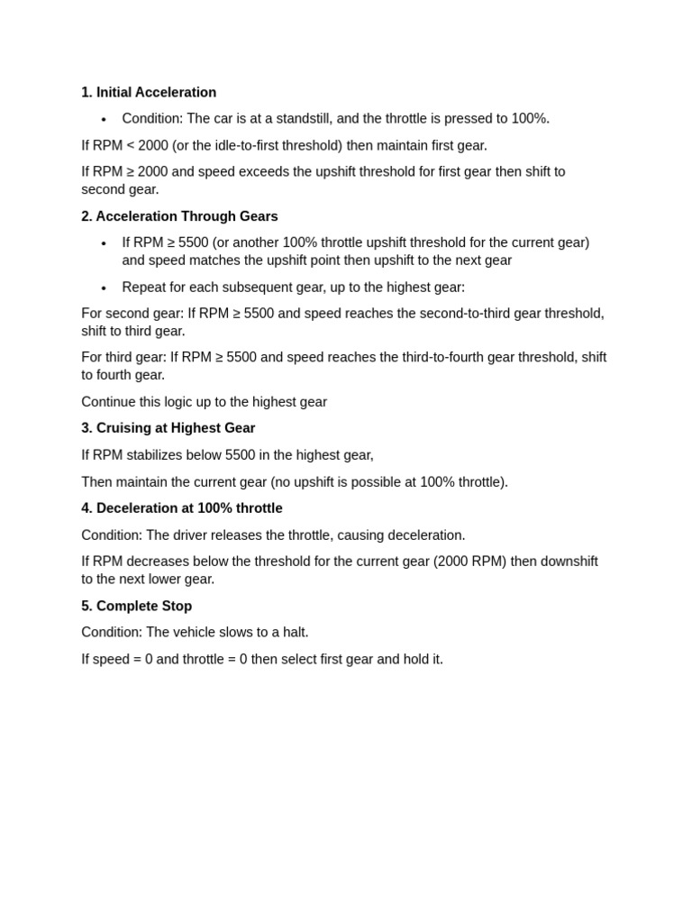 Car Gear Shift Logic Explained | PDF