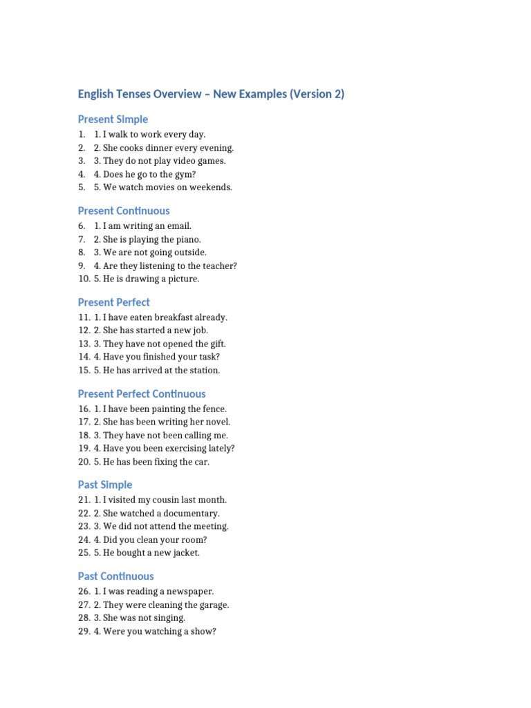 English Tenses with Examples | PDF