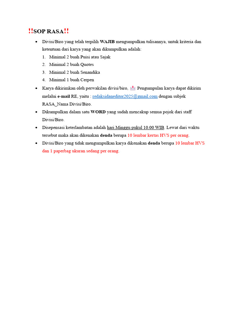 SOP RASA!!! | PDF