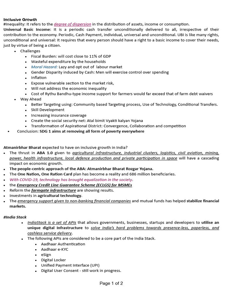 3.inclusive Growth - Basics - Final | PDF | Income | Economic Inequality