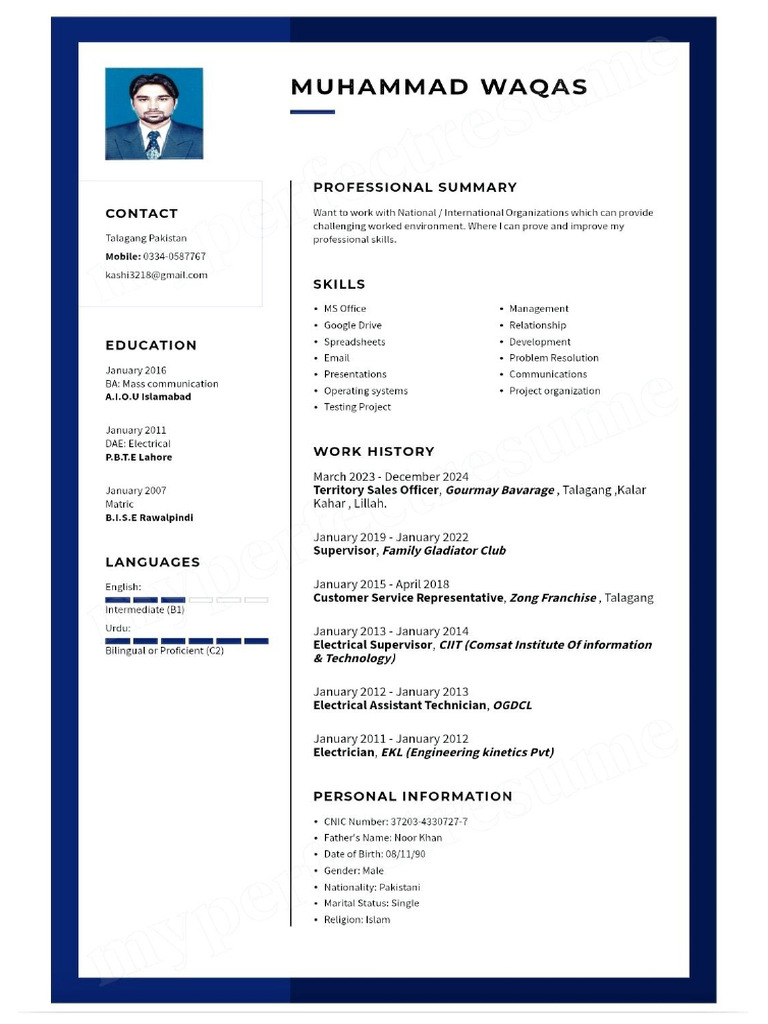 Muhammad Waqas Resume 2025 | PDF