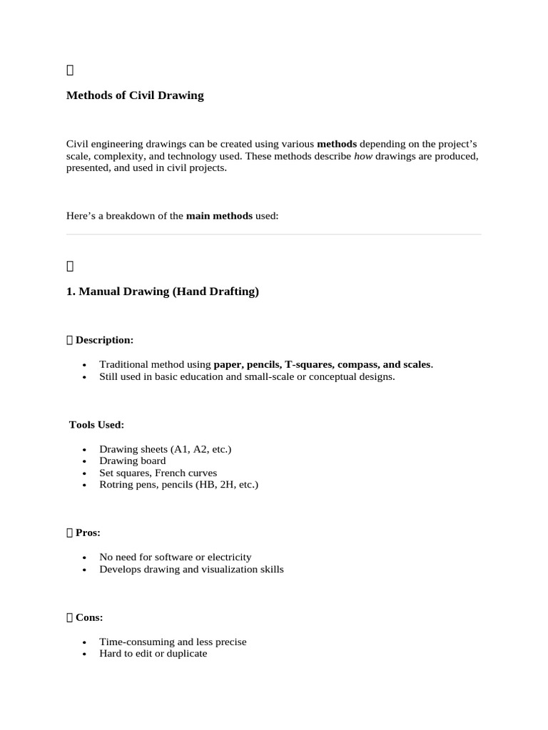 Methods of Civil Drawing | PDF | 3 D Computer Graphics | Auto Cad