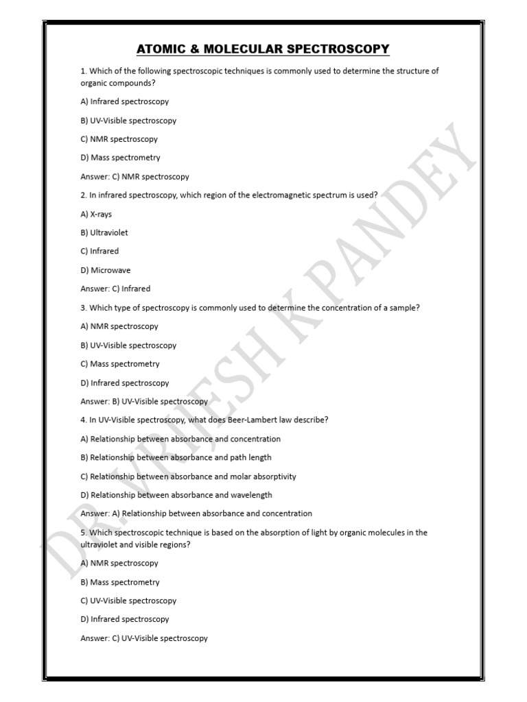 B. SC VI SEM ATOMIC & MOLECULAR SPECTROS | PDF | Spectroscopy ...
