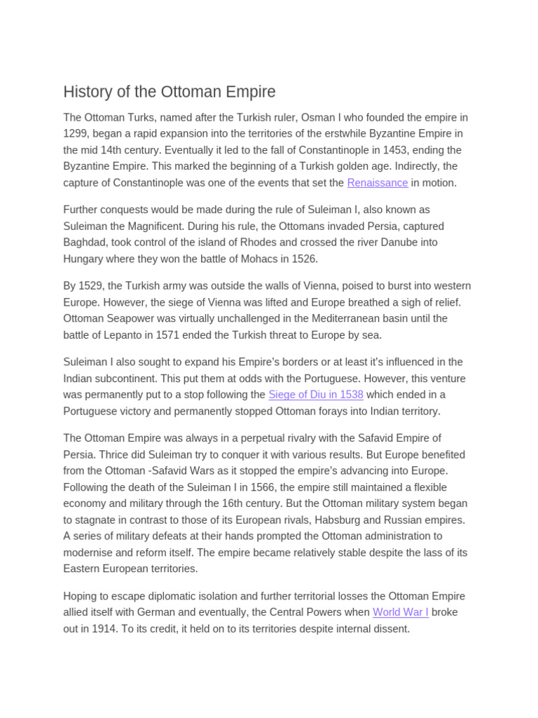 History of the Ottoman Empire | PDF | Ottoman Empire | Turkey