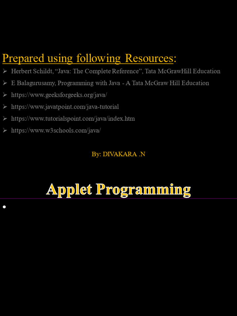 OBJECT ORIENTED PROGRAMMING USING JAVA Applet Programming | PDF | Java (Programming Language ...