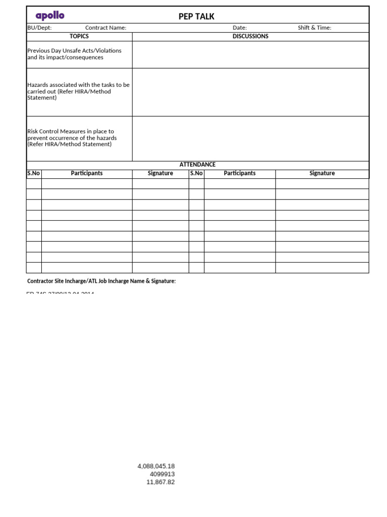 Safety Pep Talk Template | PDF