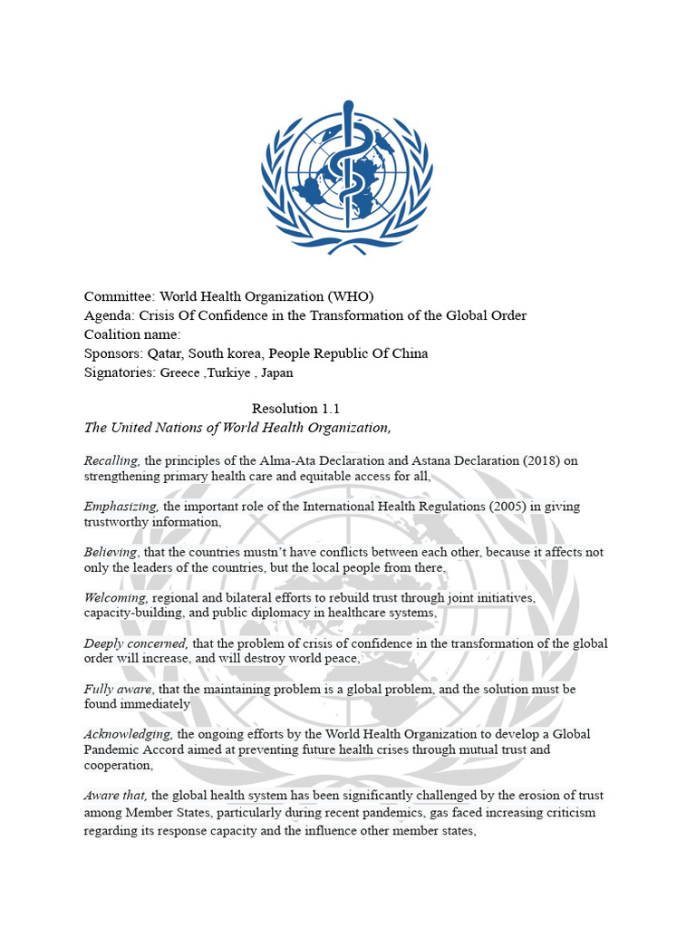 Committee World Health Organization (WHO) | PDF | World Health ...