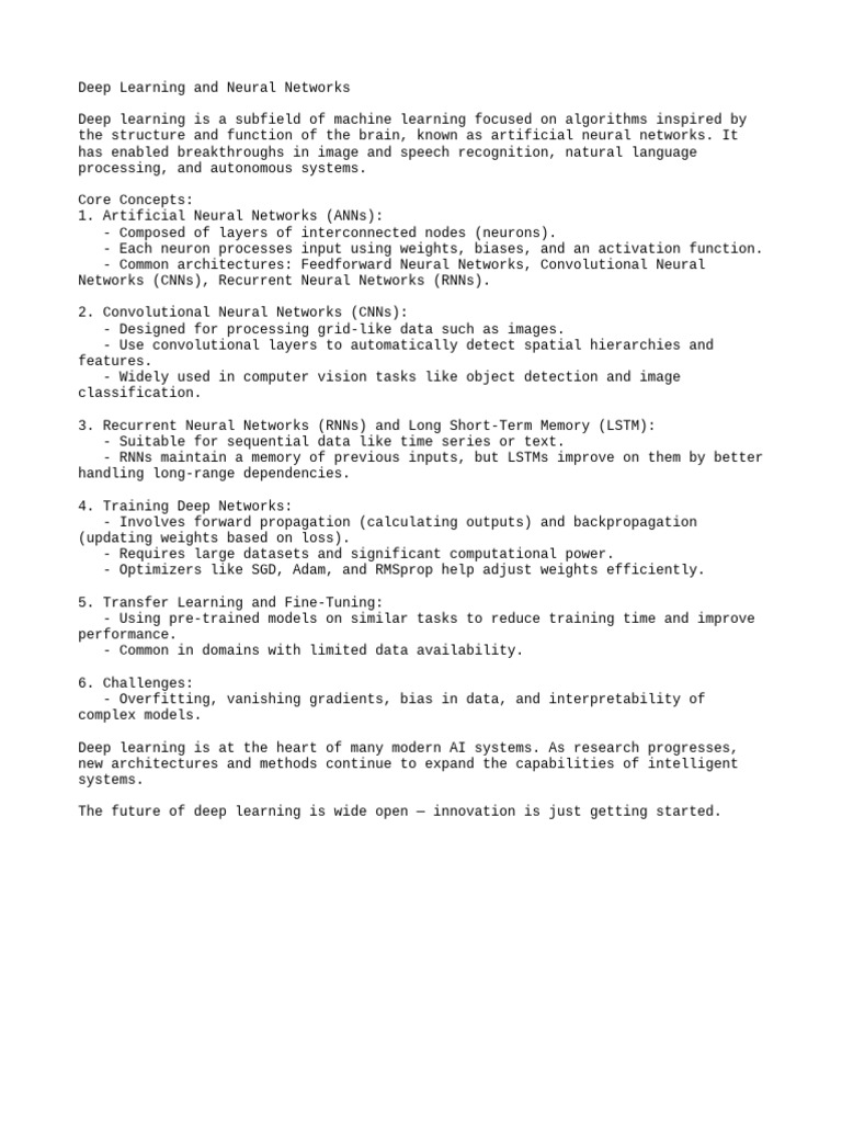 Deep Learning and Neural Networks | PDF