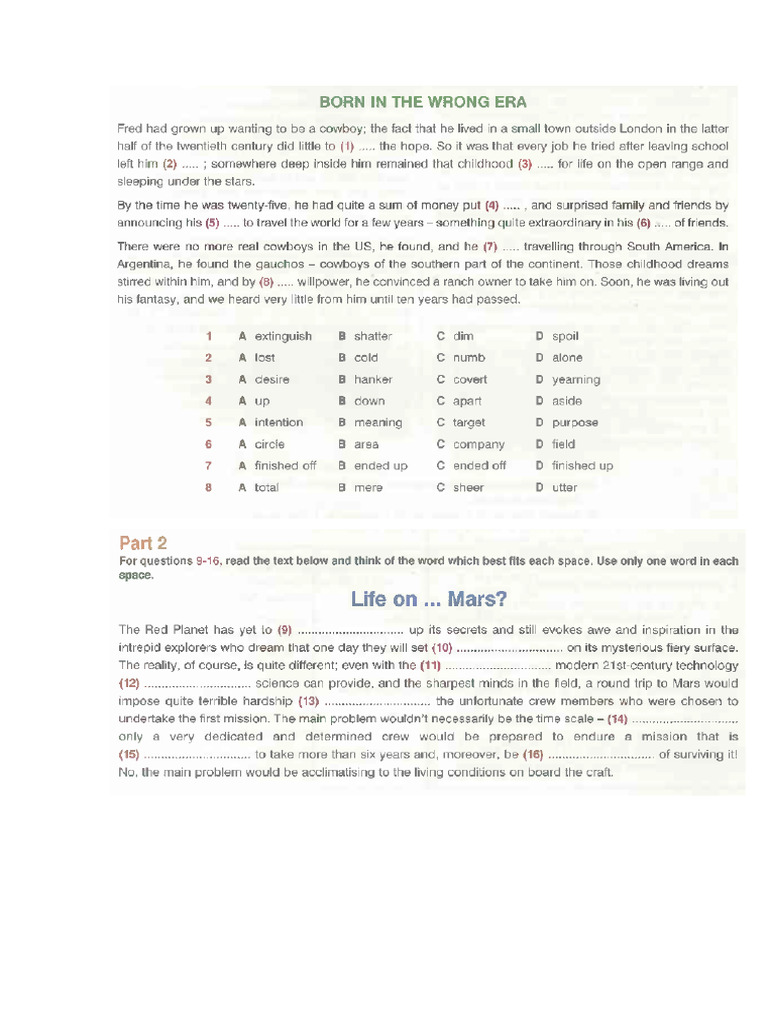 C2 Reading & Use of English Practice 1 | PDF