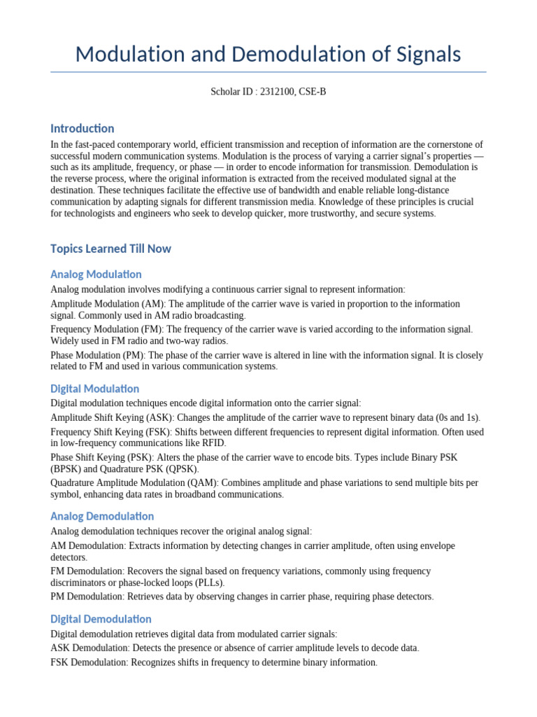 Modulation_Demodulation_Final_1 | PDF | Modulation | Frequency Modulation