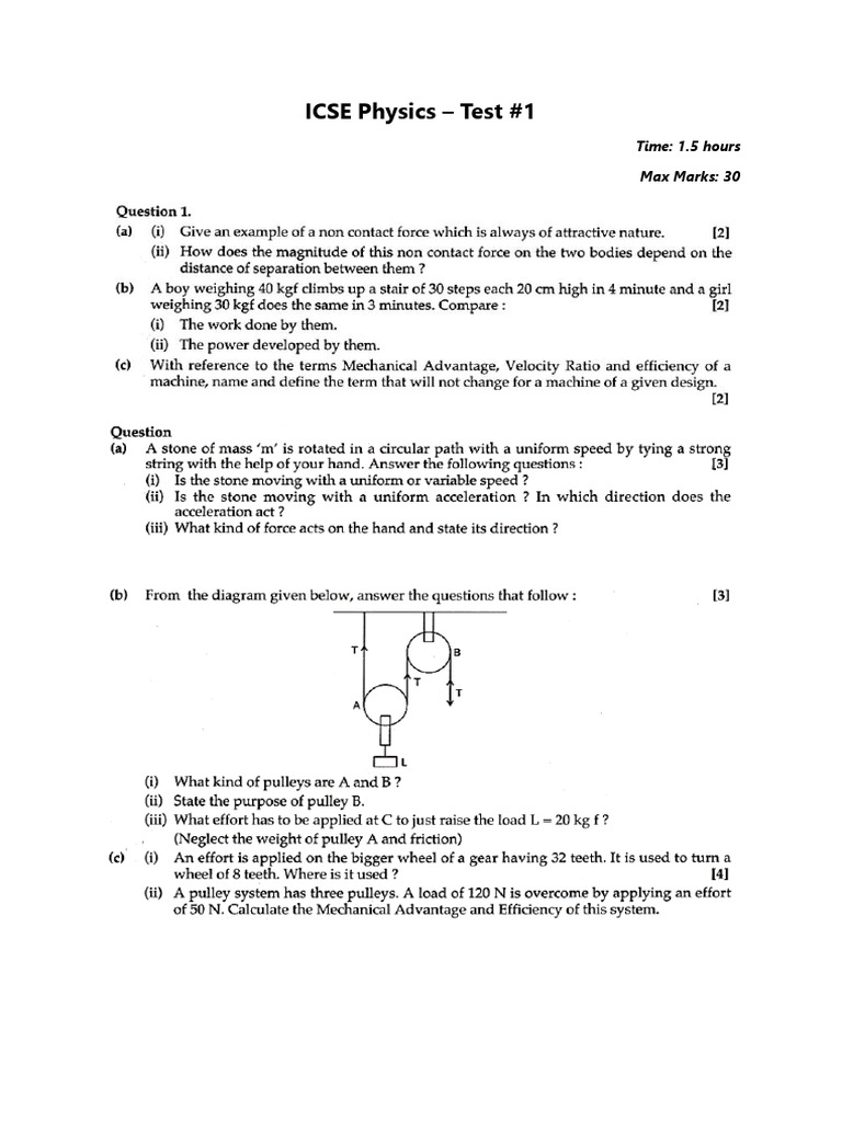 ICSE Physics Paper | PDF