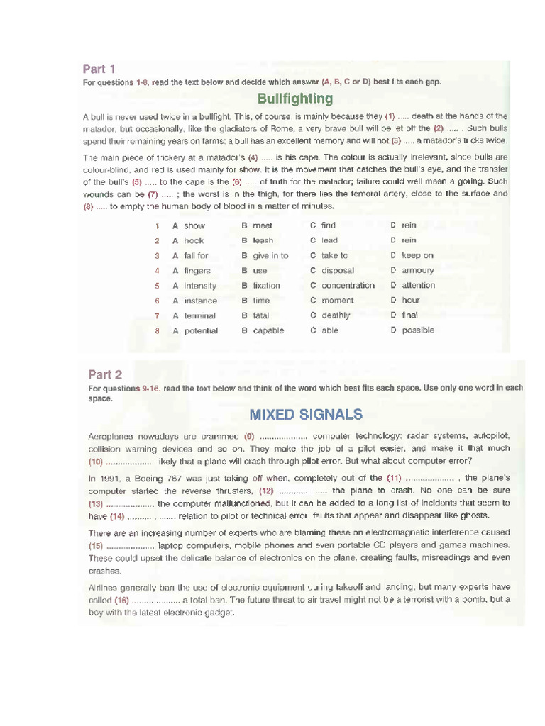 C2 Reading & Use of English Practice 3 | PDF