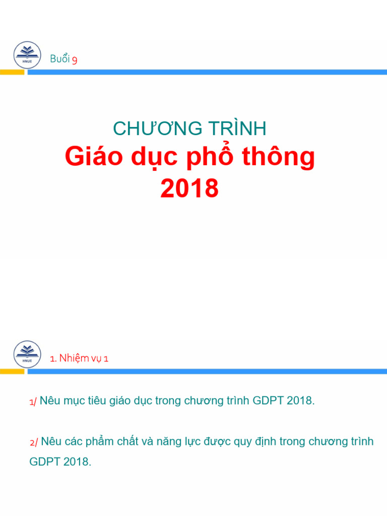 Buoi 9.2. Chuong Trinh GDPT 2018 | PDF