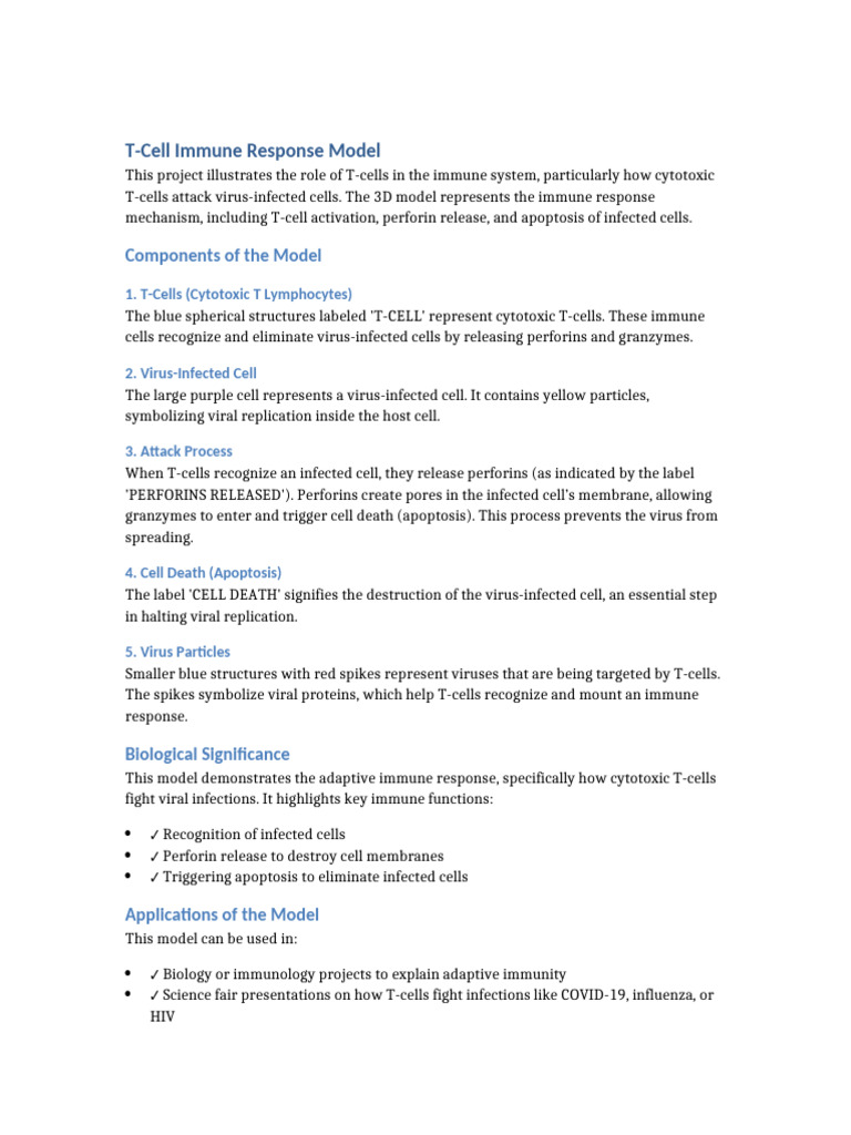 T-Cell Immune Response Model | PDF