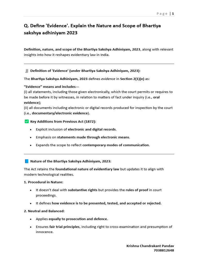 Bsa Notes Question Answer | PDF | Evidence (Law) | Confession (Law)