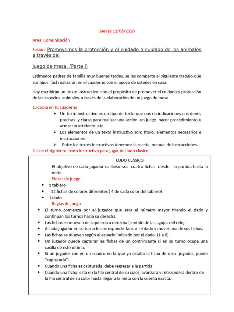 Reglas del Ludo Clásico y Actividades Educativas | PDF | Juegos de mesa ...