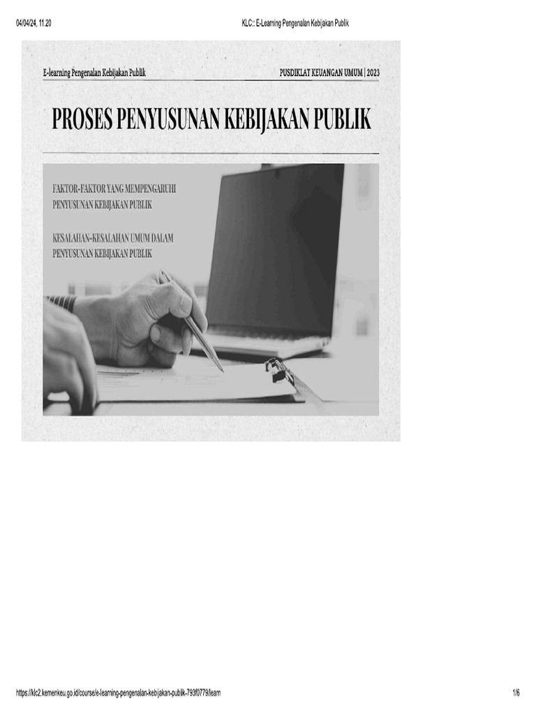 E-Learning Pengenalan Kebijakan Publik | PDF