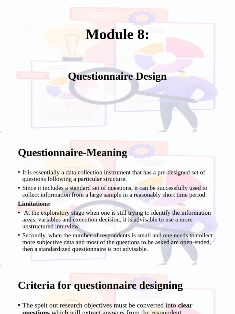 Module 8-Questionnaire Designing | PDF | Questionnaire | Question