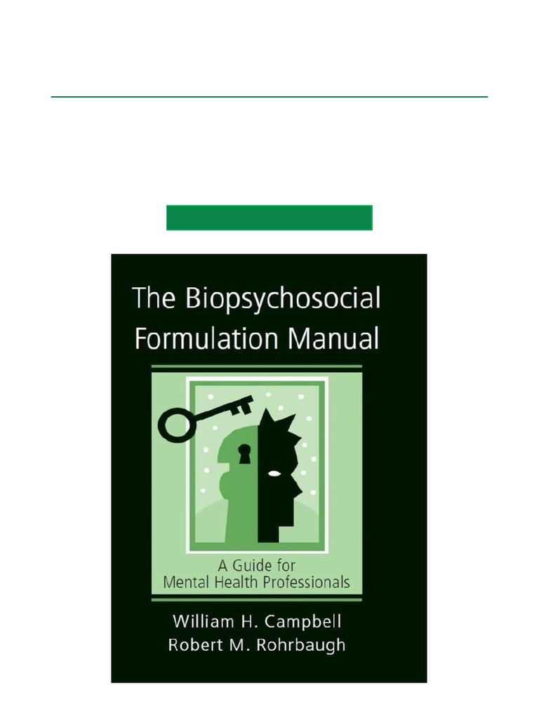 The Biopsychosocial Formulation Manual A Guide For Mental Health ...