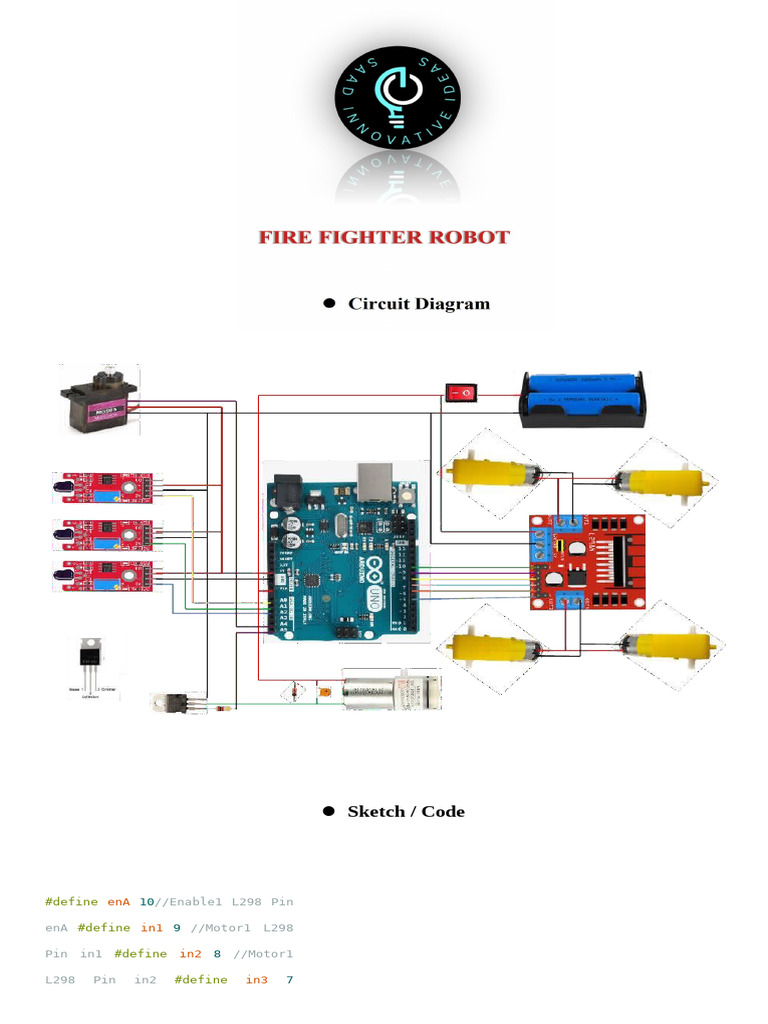 Arduino Fire Fighter Robot CD and Code | PDF | Computer Engineering | Electrical Engineering