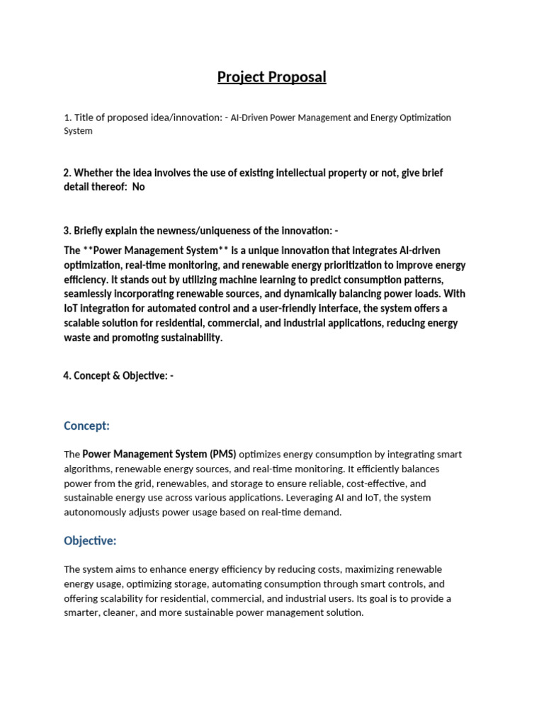 MSME Proposal for AI Power Management System | PDF | Renewable Energy ...