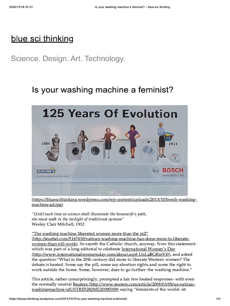 Is Your Washing Machine A Feminist - Blue Sci Thinking | PDF