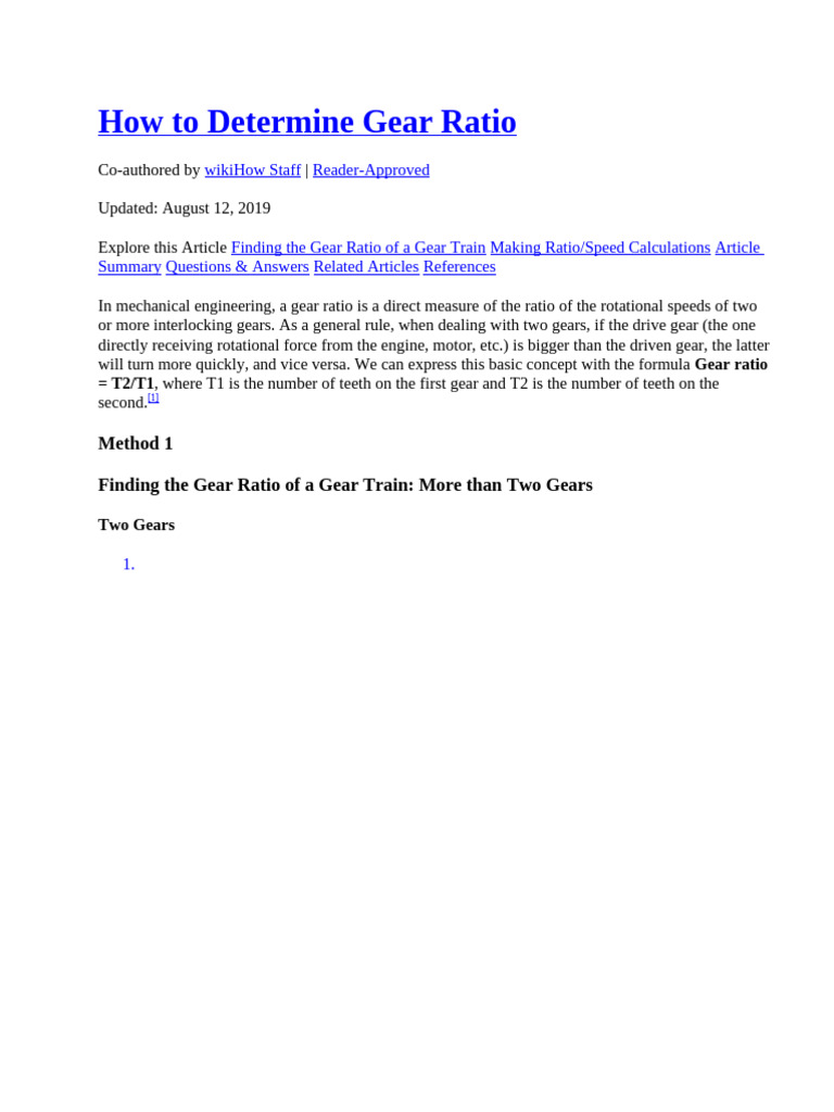 How To Determine Gear Ratio | PDF | Gear | Mechanical Engineering
