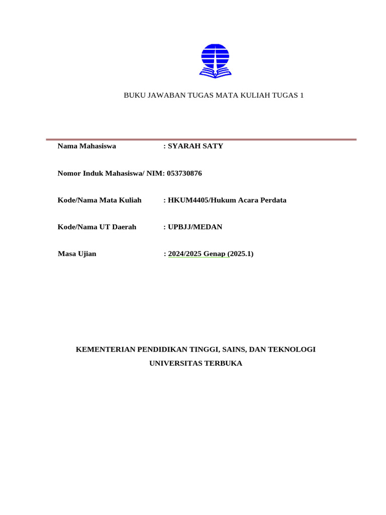 Buku Jawaban Tugas Mata Kuliah Tugas 3 | PDF