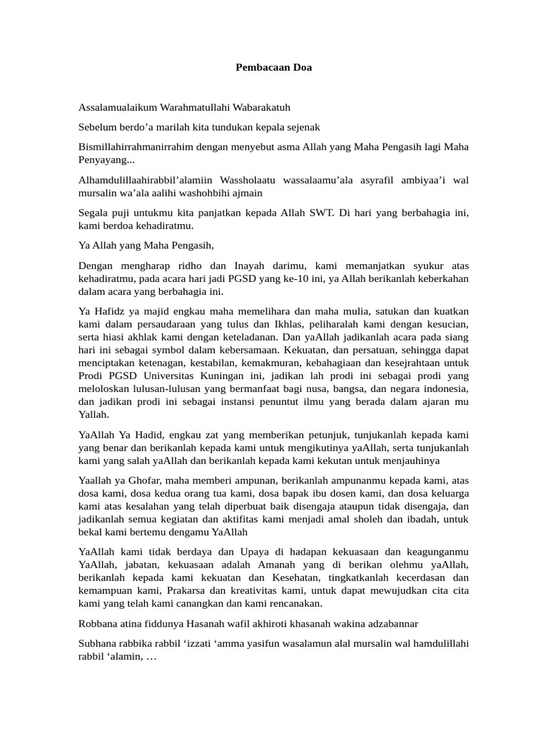 Pembacaan Doa | PDF