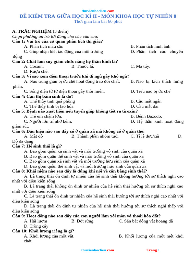 De Thi Giua HK2 KHTN 8 KNTT | PDF