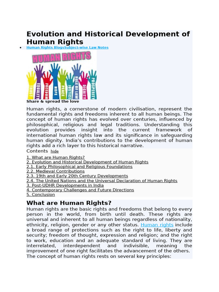 Historical Evolution of Human Rights | PDF | Human Rights | Applied ...