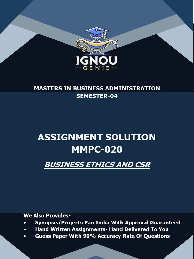 Mmpc-020 (2025) Assignment Solution by Ignou Genie | PDF | Corporate Social Responsibility ...