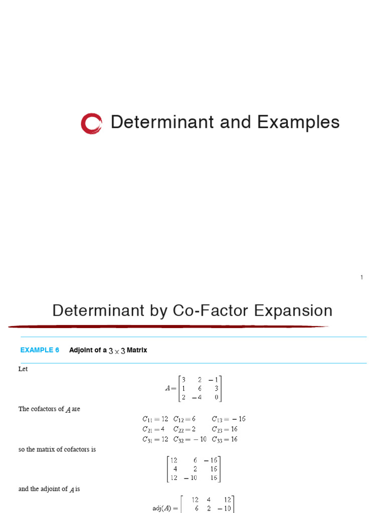 Lecture 8 Determinant and Vector Spaces | PDF | Determinant | Eigenvalues And Eigenvectors