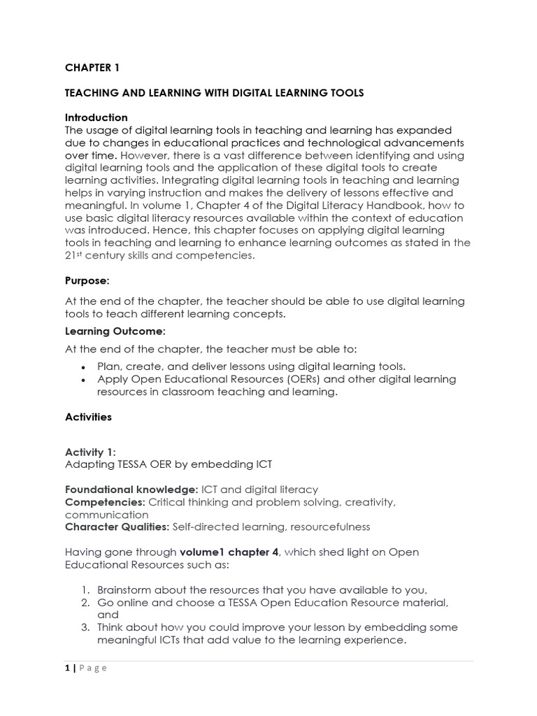 ICT Integration Handbook - Volume 2 - Chapter 1 | PDF | Spreadsheet ...